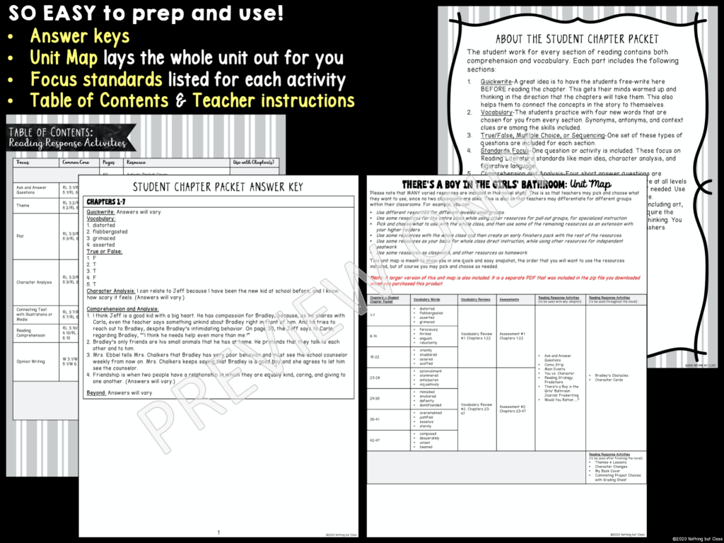 There's a Boy in the Girls' Bathroom Novel Study | Comprehension with ...