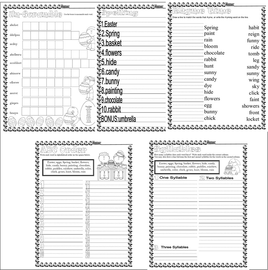 Easter Worksheets | Math Spelling Writing Wreath Craft | Made By Teachers