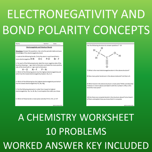 Electronegativity and Bond Polarity: a Chemistry Worksheet | Made By ...