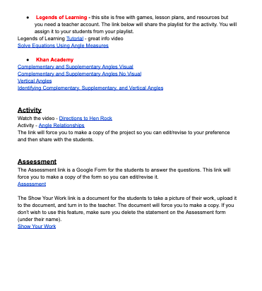 Complete Online Distance Learning 6th Math Angle Relationships 6.GM.2.1 ...