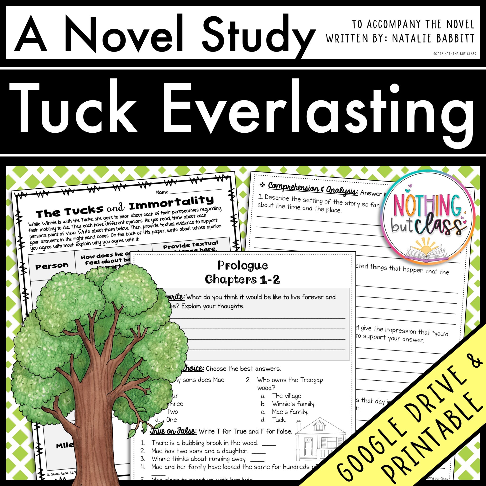 Tuck Everlasting Novel Study Unit | Comprehension with Activities and ...