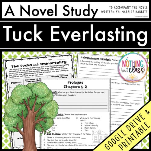Tuck Everlasting Novel Study Unit | Comprehension with Activities and ...
