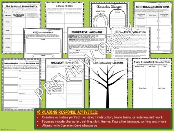 Tuck Everlasting Novel Study Unit | Comprehension with Activities and ...