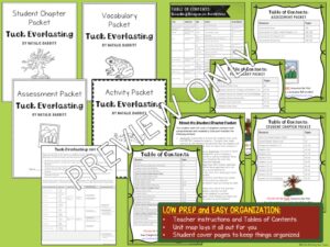Tuck Everlasting Novel Study Unit | Comprehension with Activities and ...