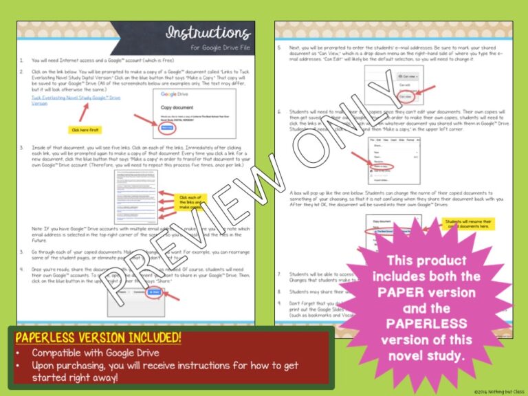 Tuck Everlasting Novel Study Unit | Comprehension with Activities and ...
