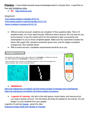 Complete Online Distance Learning 6th Math Angles of a Triangle 6.GM.2. ...