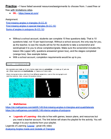Complete Online Distance Learning 6th Math Angles of a Triangle 6.GM.2. ...