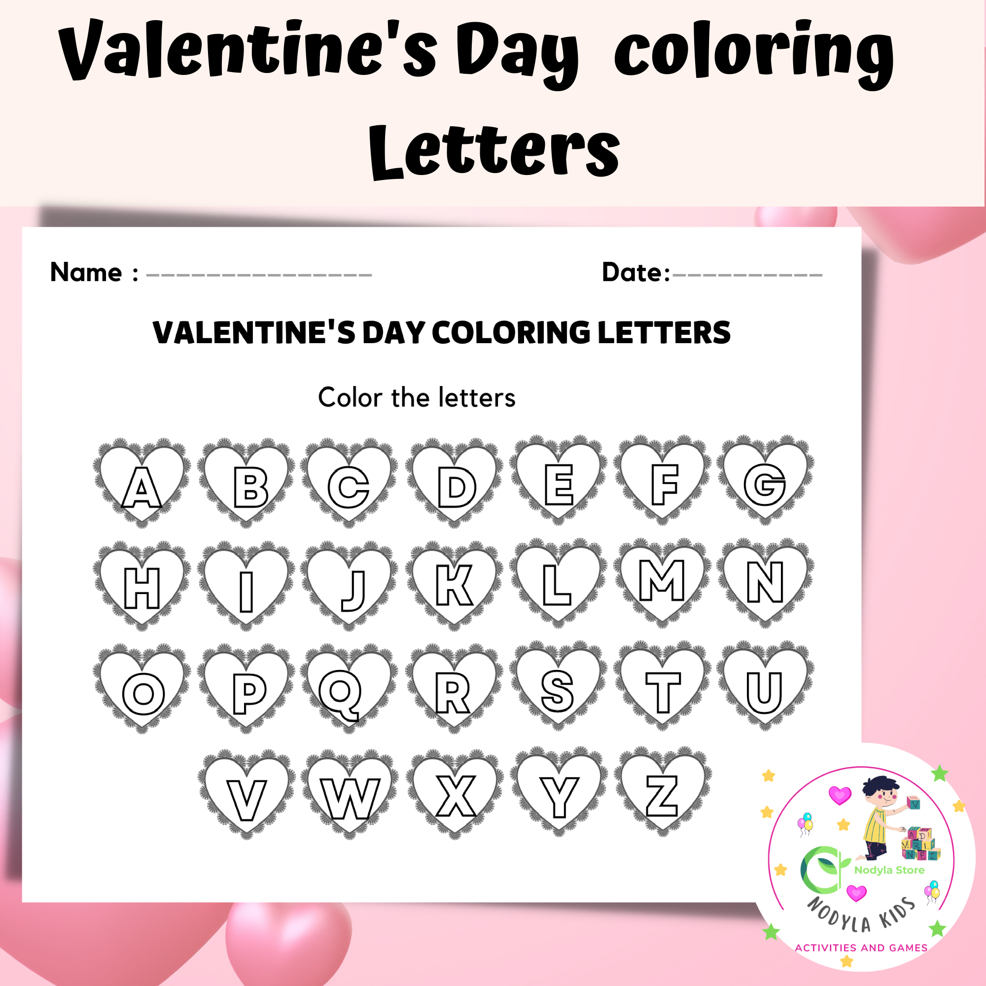 Valentine's Day Missing Letters and coloring | Made By Teachers