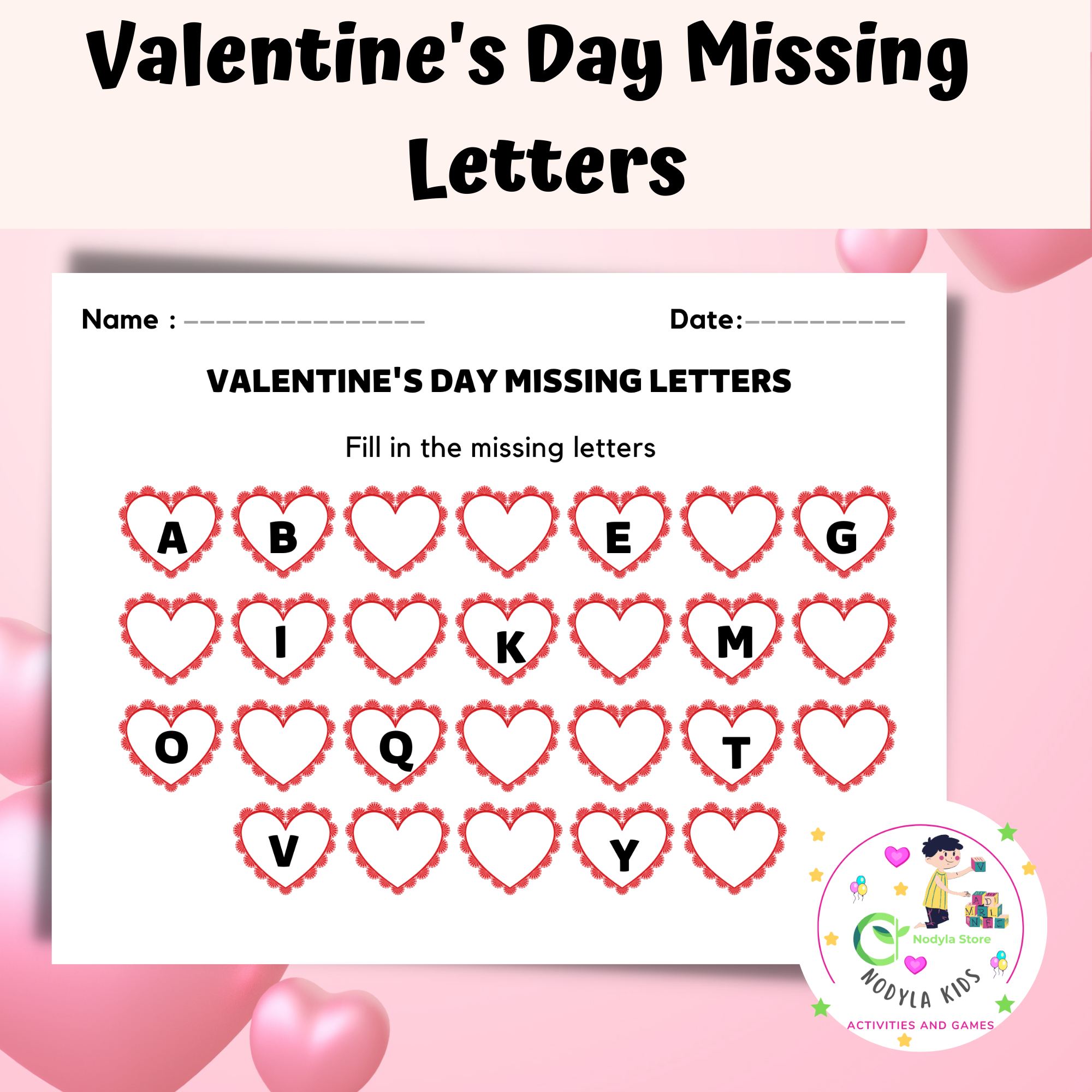 Valentine's Day Missing Letters and coloring | Made By Teachers