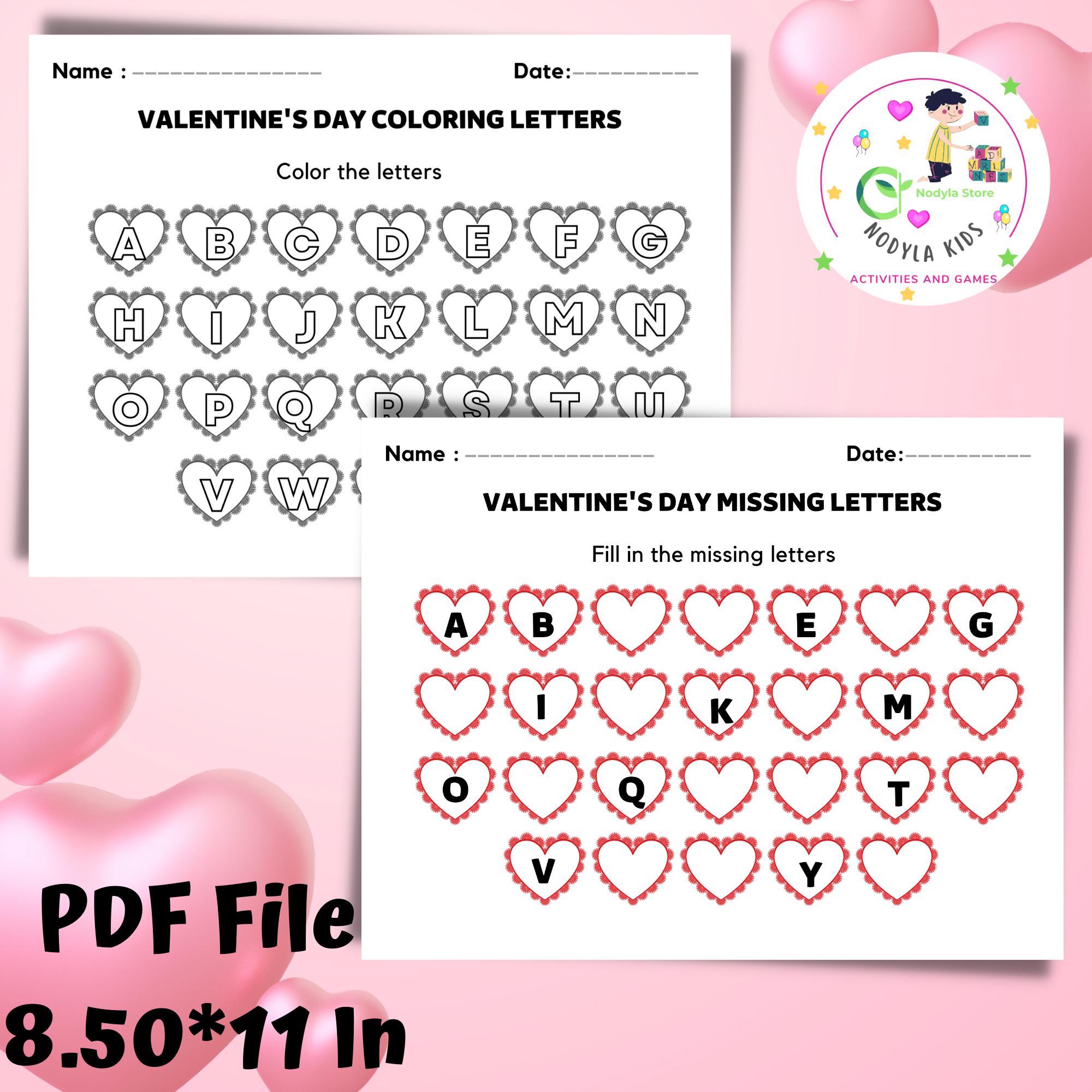Valentine's Day Missing Letters and coloring | Made By Teachers