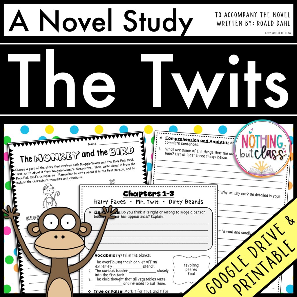 The Twits Novel Study Unit | Comprehension and Vocabulary with ...