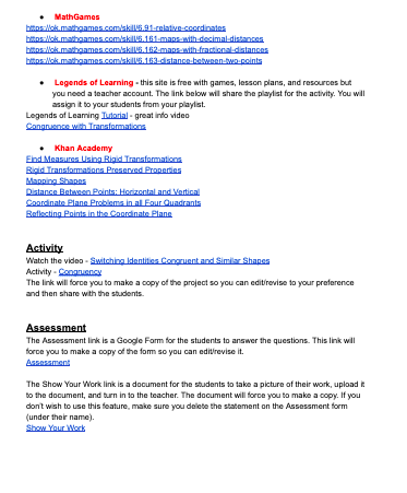 Complete Online Distance Learning 6th Math Congruent Figures 6.GM.4.2 ...