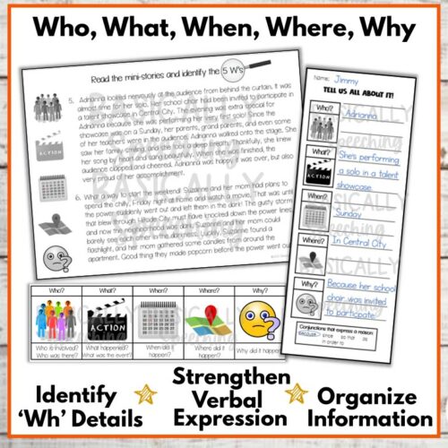 WH Questions Activity Short Stories Support Strips and Graphic ...
