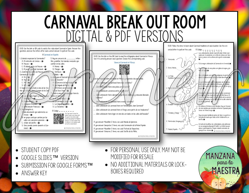 Carnaval Escape Room in Spanish | Made By Teachers