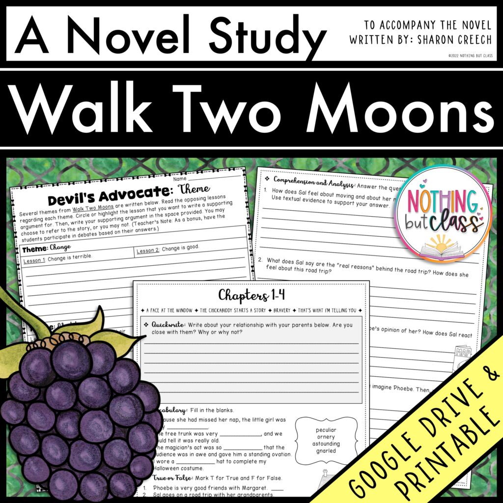 Walk Two Moons Novel Study Unit | Comprehension and Vocabulary with ...