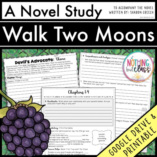 Walk Two Moons Novel Study Unit | Comprehension and Vocabulary with ...