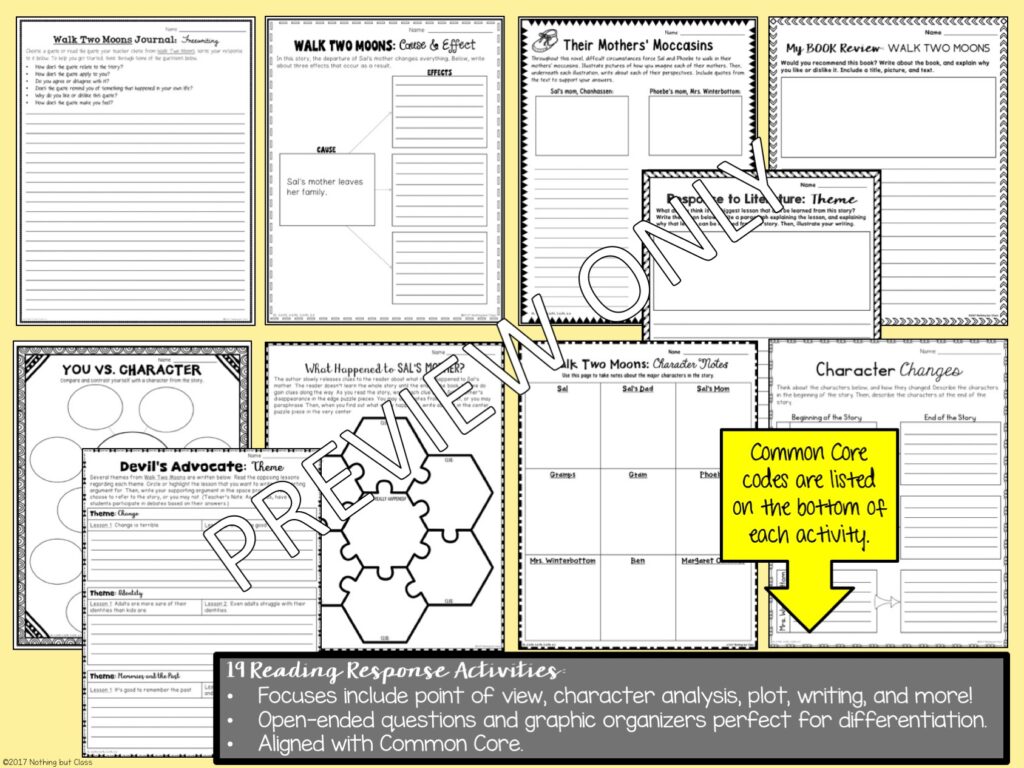 Walk Two Moons Novel Study Unit | Comprehension and Vocabulary with ...