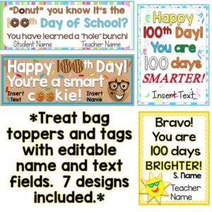 100th Day of School Awards Certificates Crown Treat Tags Activity Pages ...