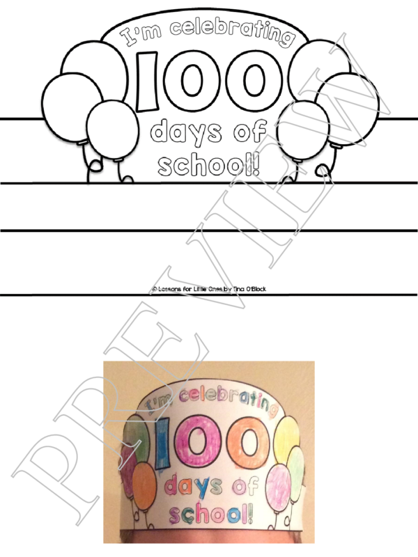 100th Day of School Awards Certificates Crown Treat Tags Activity Pages ...