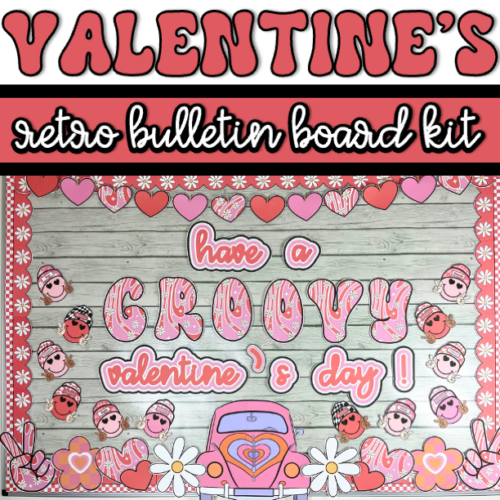 Valentines Day Retro Groovy Bulletin Board Kit and Door Decor | Made By ...