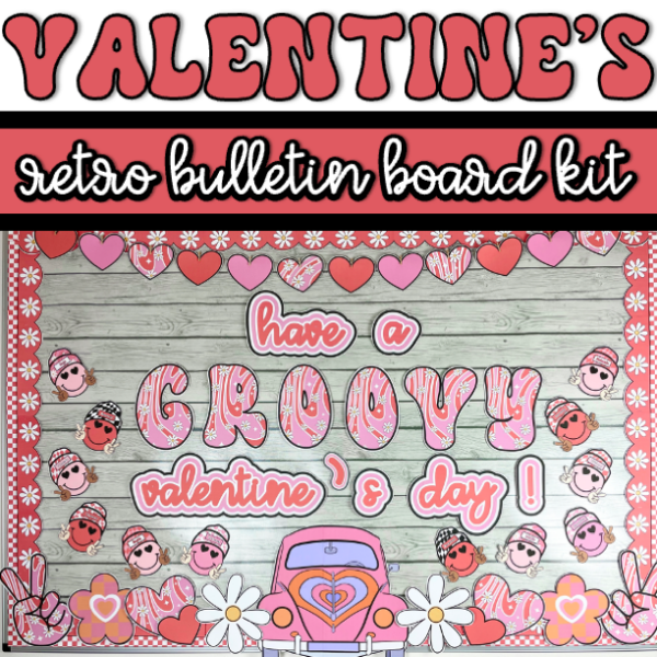 Valentines Day Retro Groovy Bulletin Board Kit and Door Decor | Made By ...
