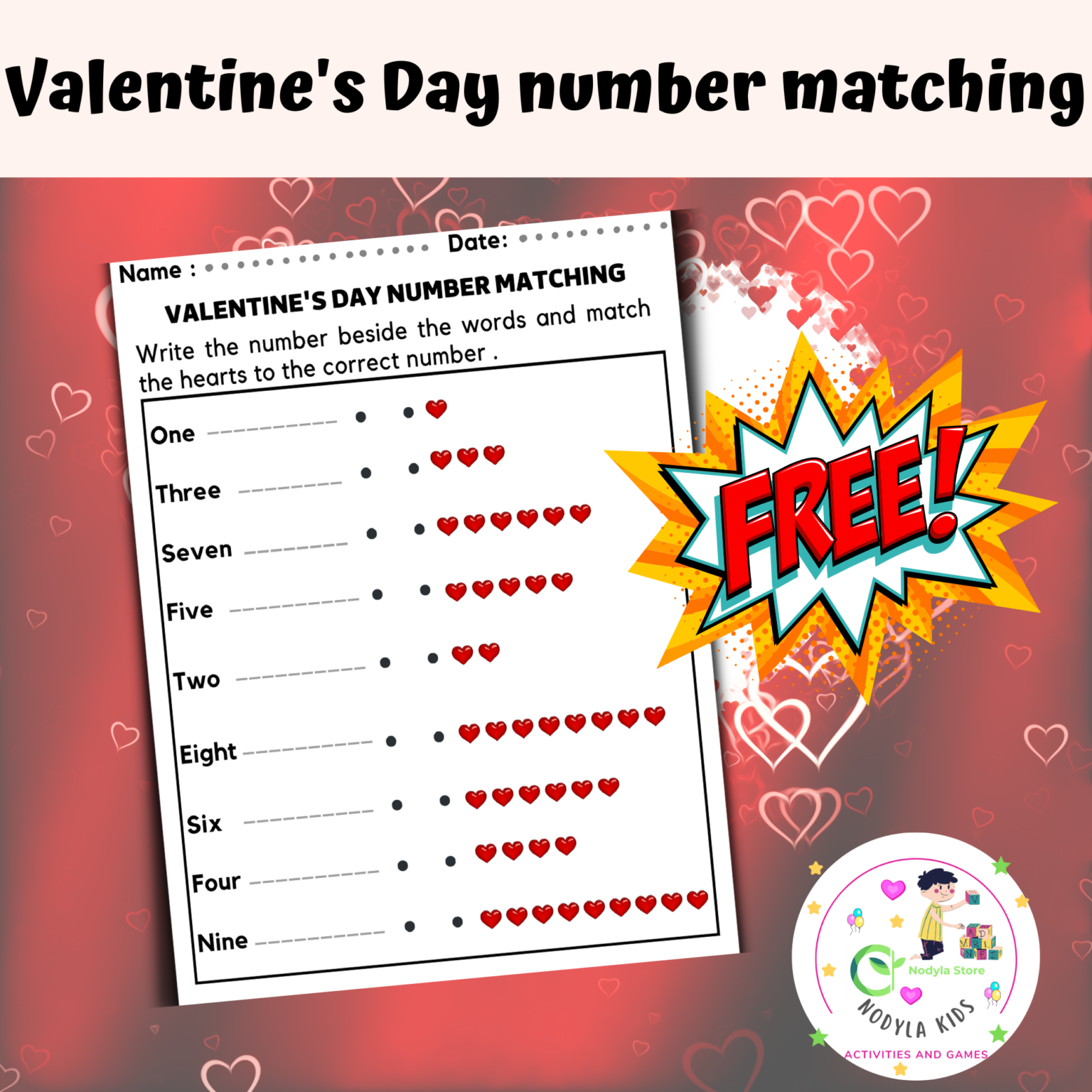 Valentine's Day number matching - Valentine's Day | Made By Teachers