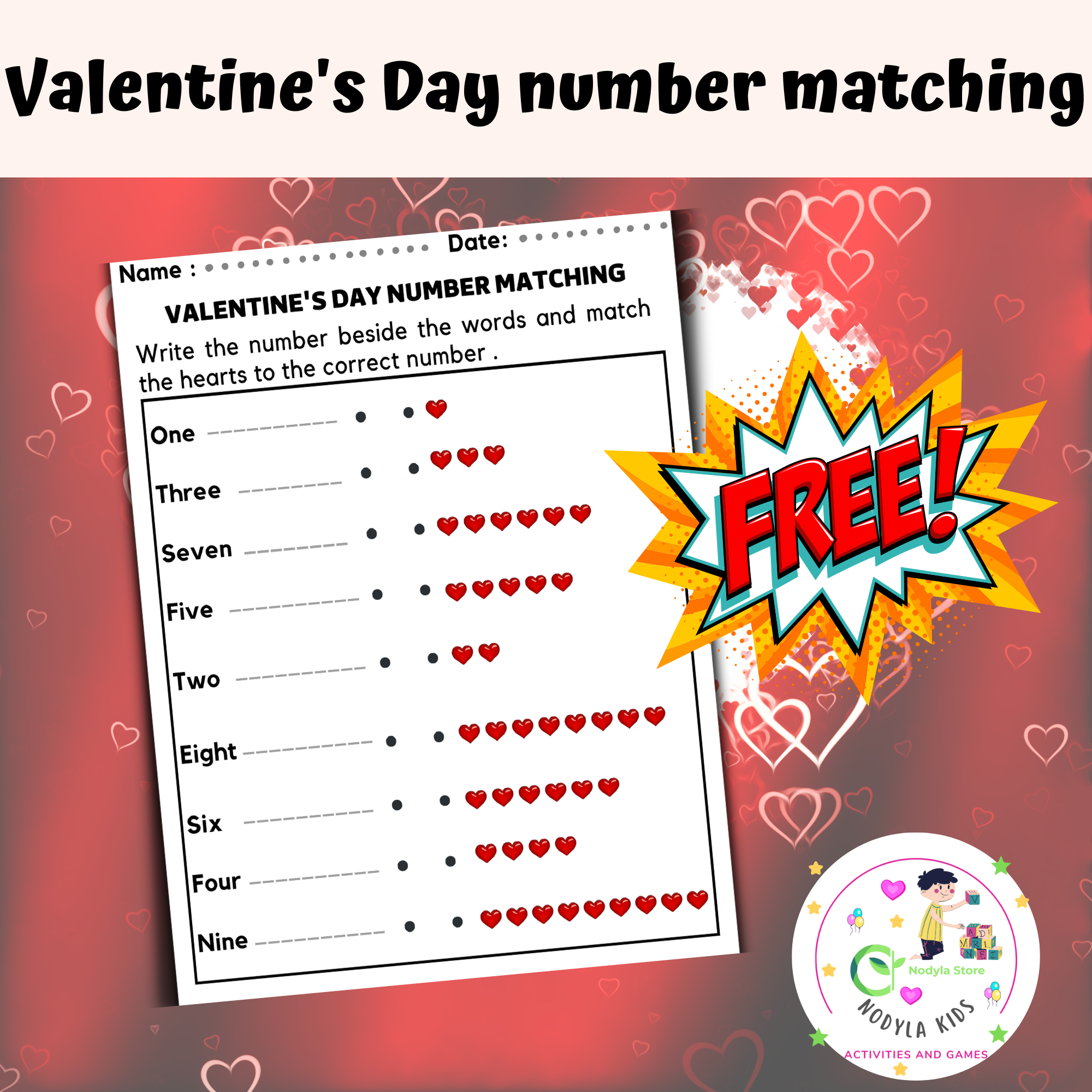 Valentine's Day number matching - Valentine's Day | Made By Teachers