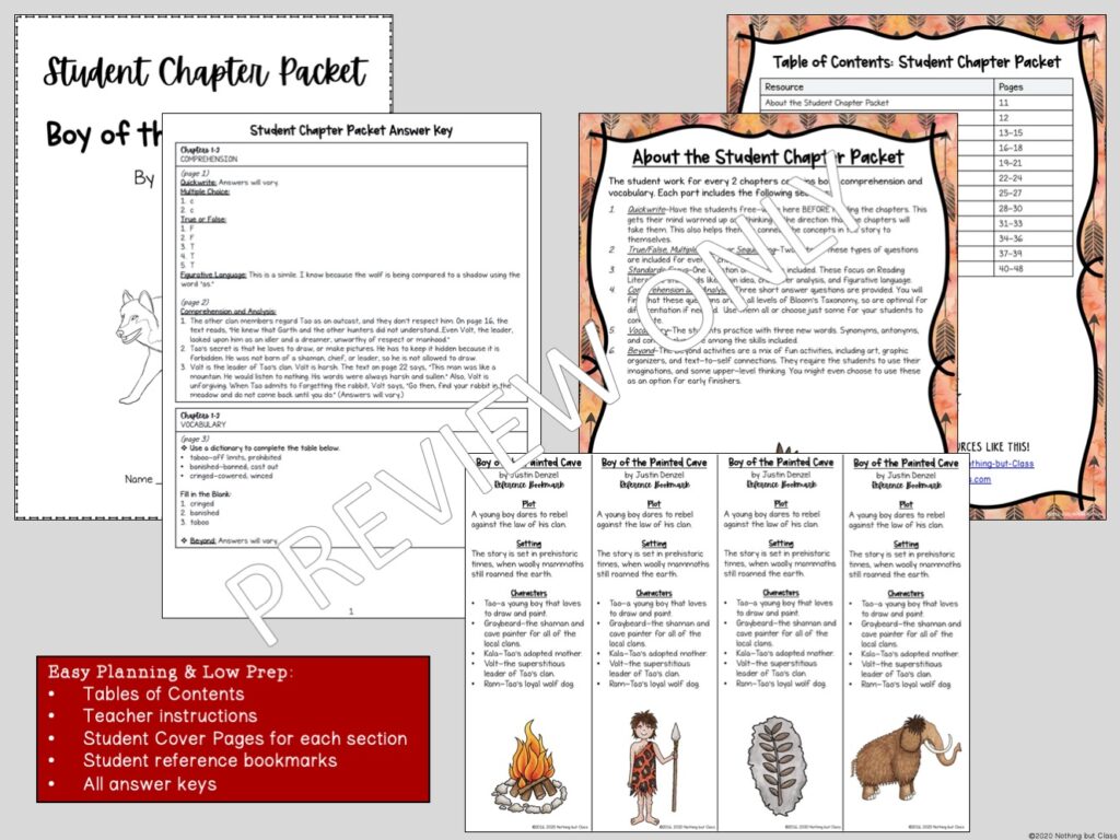 Boy of the Painted Cave Novel Study Unit | Comprehension and Vocabulary ...