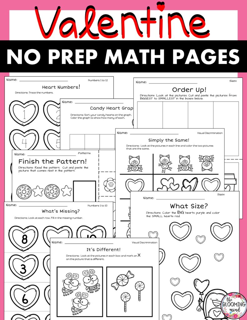Valentine Math Worksheets for Kindergarten | Made By Teachers