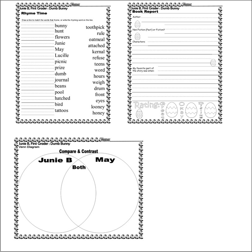 Junie B Jones Dumb Bunny Easter Book Companion Reading Comprehension ...