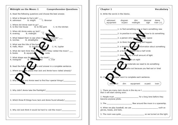 Magic Tree House "Midnight on the Moon" worksheets | Made By Teachers