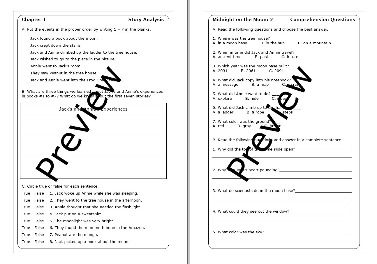Magic Tree House "Midnight on the Moon" worksheets | Made By Teachers