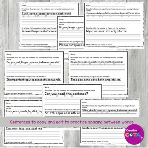 Handwriting Practice for Spacing Between Letters and Words | Made By ...