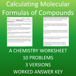 Molecular Formula Chemistry Worksheet 10 Problems | Made By Teachers