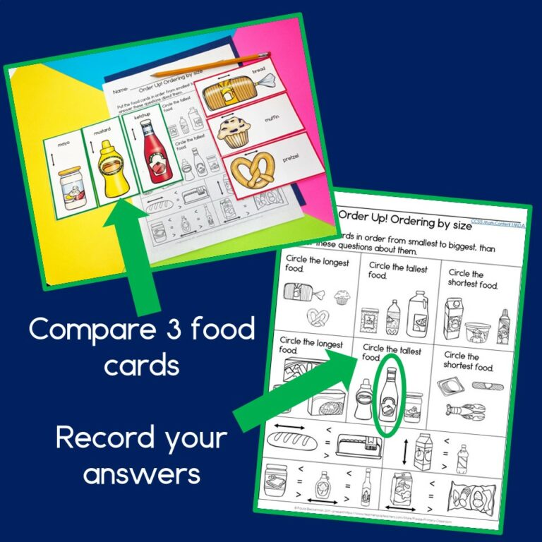 Compare Lengths and Sequence by Size | Order by Length Food Theme ...