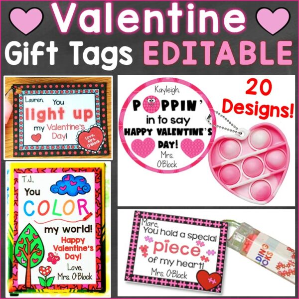 Valentine's Day Student Gift Tags - 20 EDITABLE Designs Valentine Gift ...