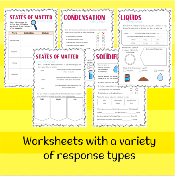 States of Matter: Solids, Liquids & Gas Worksheets | Made By Teachers