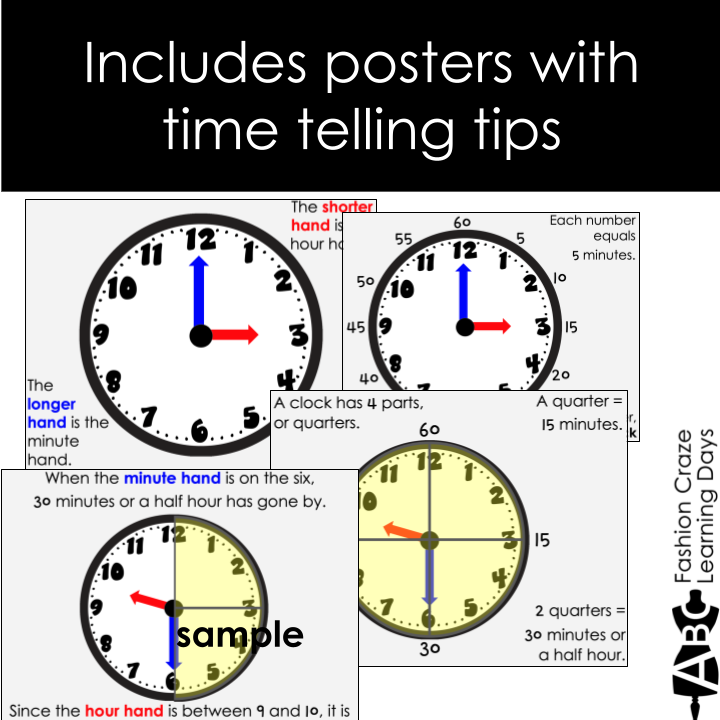 Time to the Hour and Half Hour Games and Posters | Made By Teachers