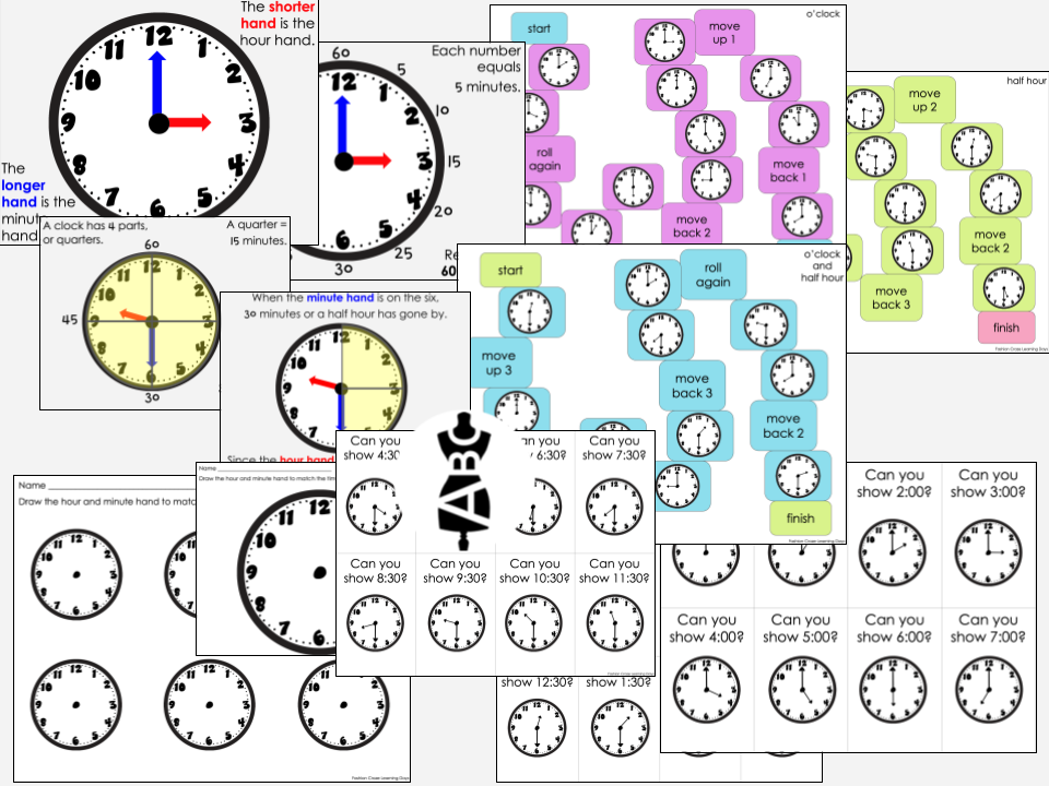 Time to the Hour and Half Hour Games and Posters | Made By Teachers