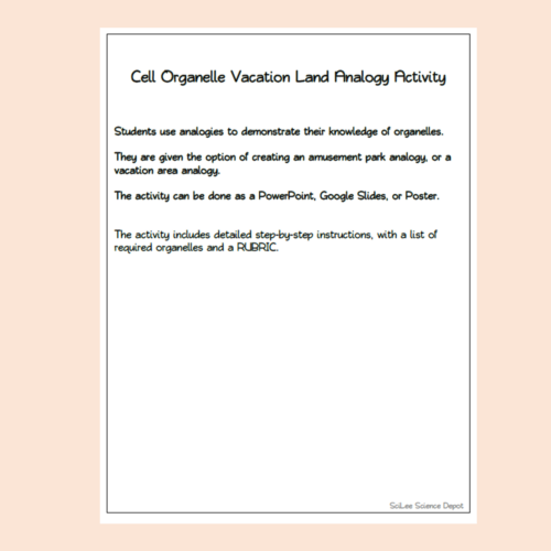 Cell Organelle Vacationland Analogy Activity | Made By Teachers