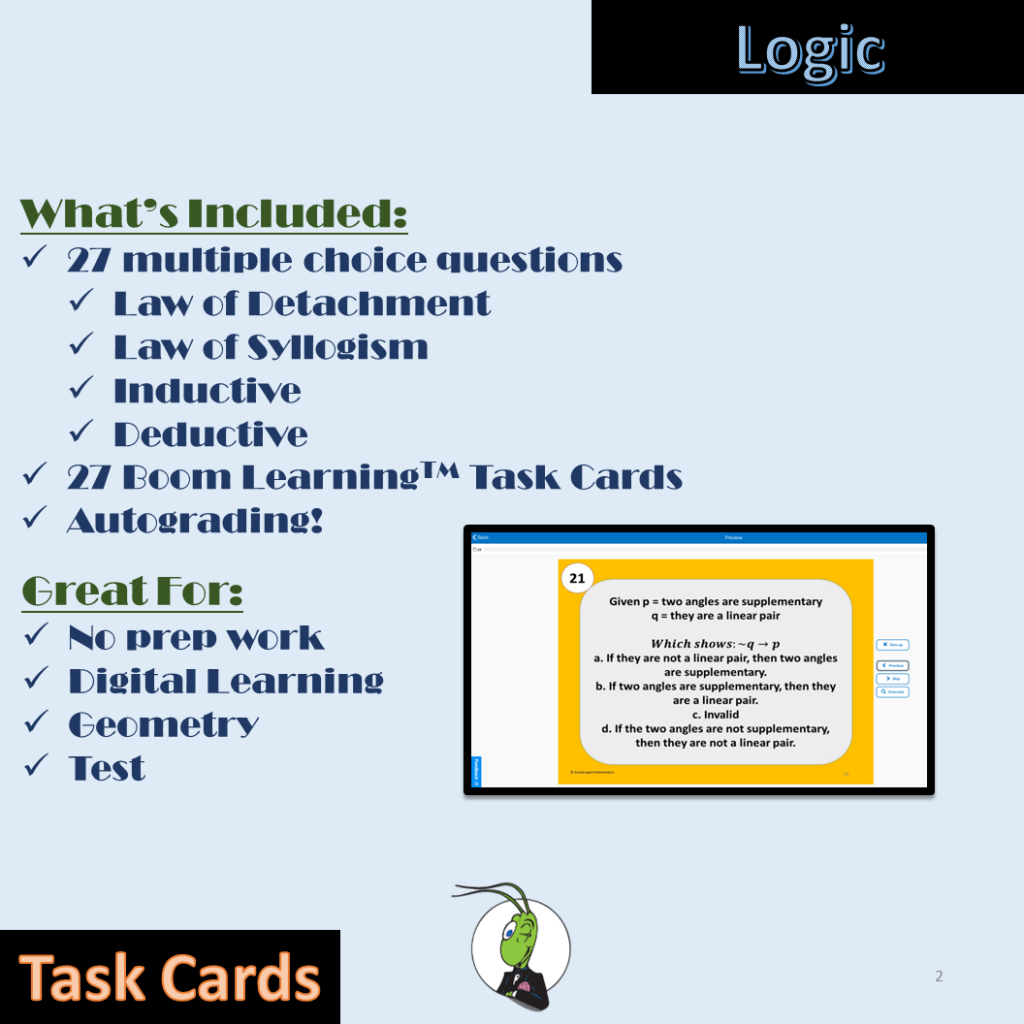Logic Boom Task Cards | Inductive and Deductive | Law of Syllogism ...