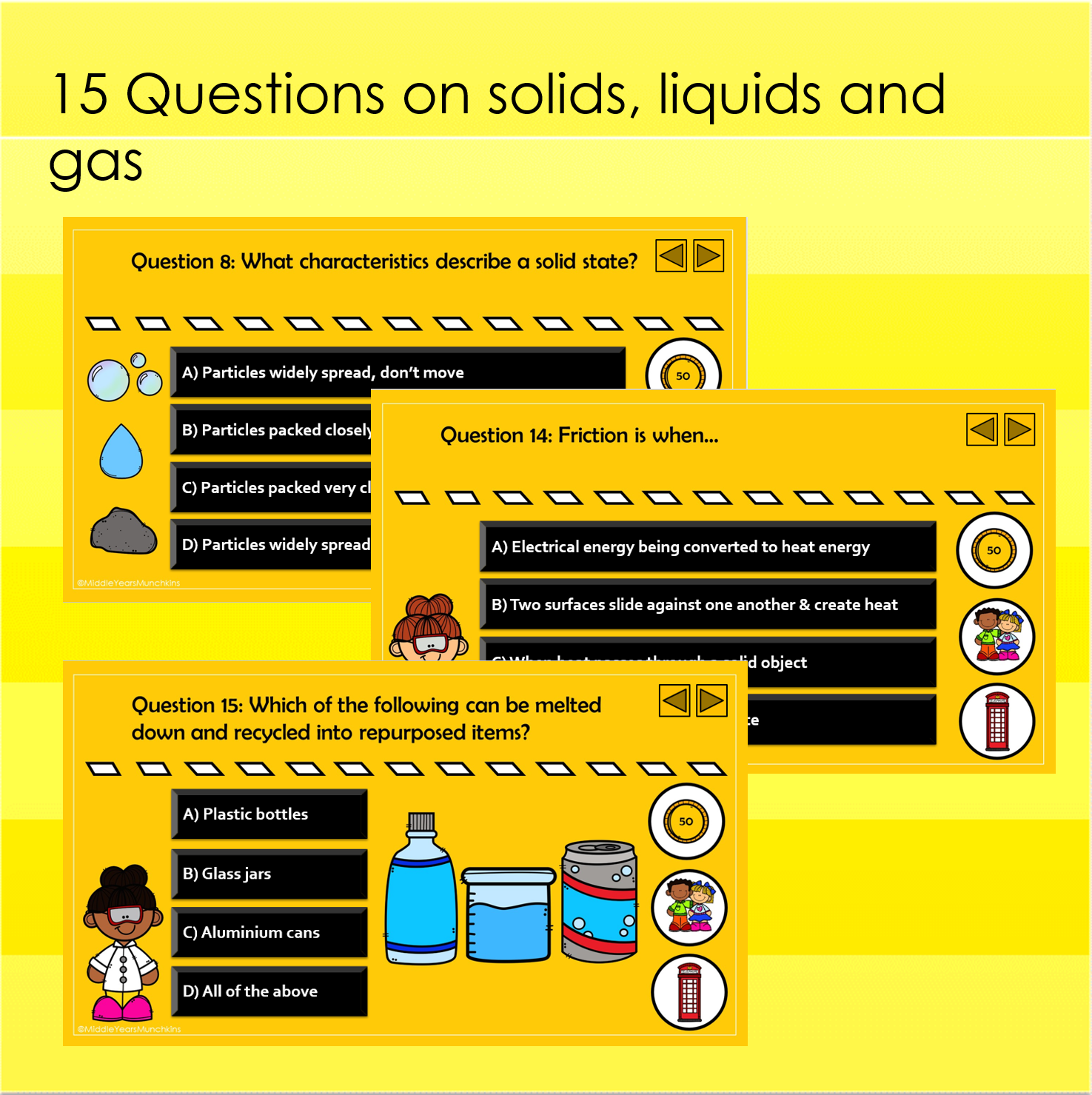 States of Matter: Solids, Liquids and Gas Quiz PowerPoint | Made By ...