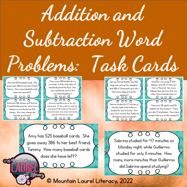 Word Problems Grade 3 Addition and Subtraction Task Cards | Made By ...