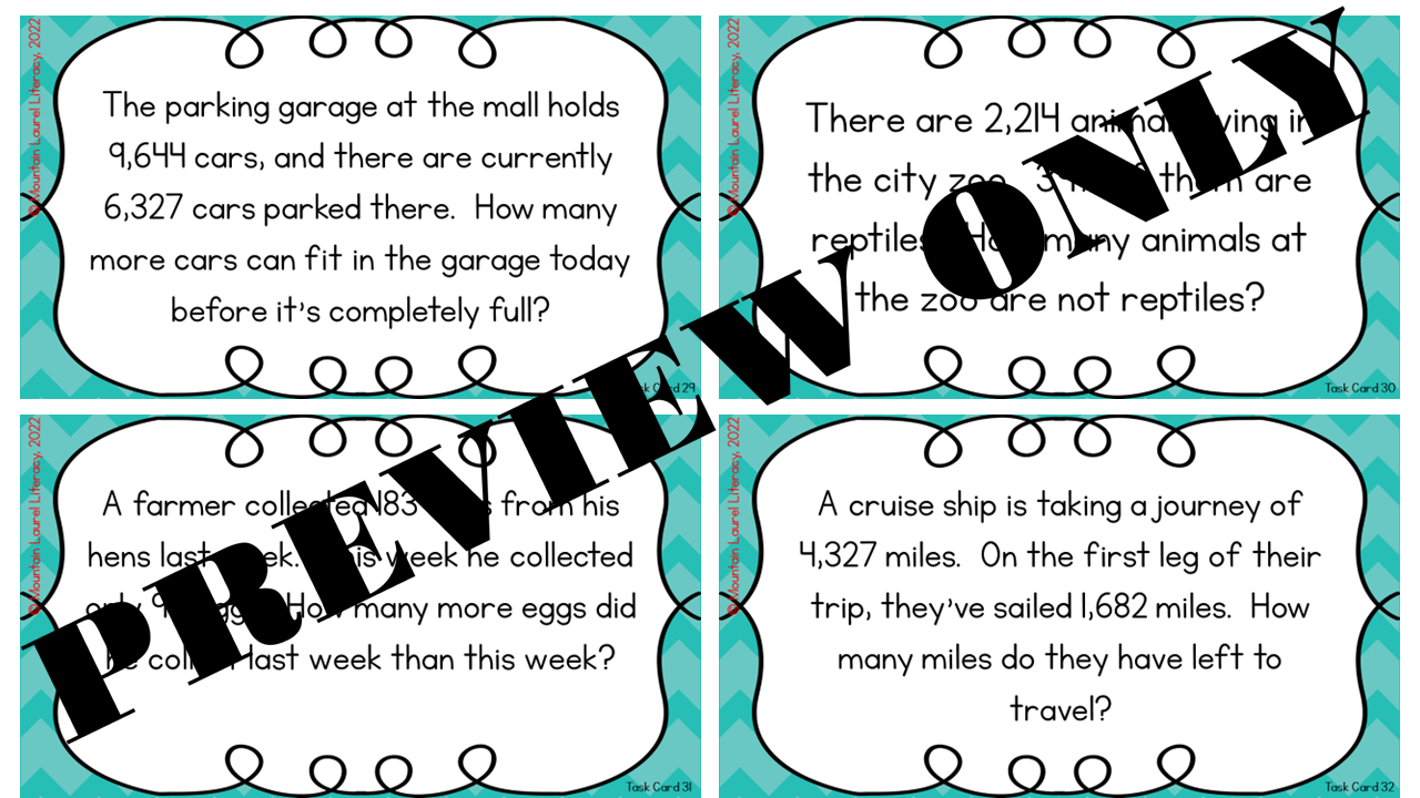 Word Problems Grade 3 Addition and Subtraction Task Cards | Made By ...