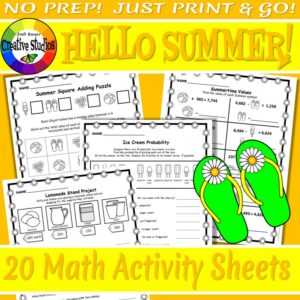 Hello Summer! Math Activity Sheets - No Prep! | Made By Teachers