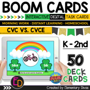 March 50 BOOM CARDS St. Patrick's Day CVC vs. CVCE | Made By Teachers
