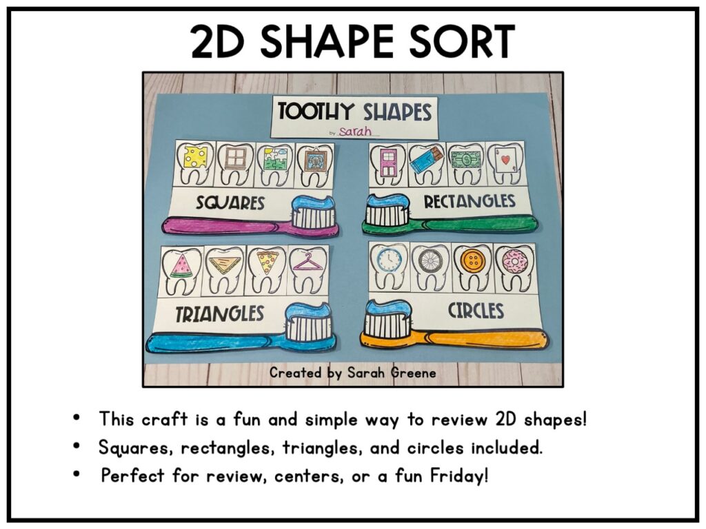 Teeth 2D Shape Sort Math Craft | Made By Teachers