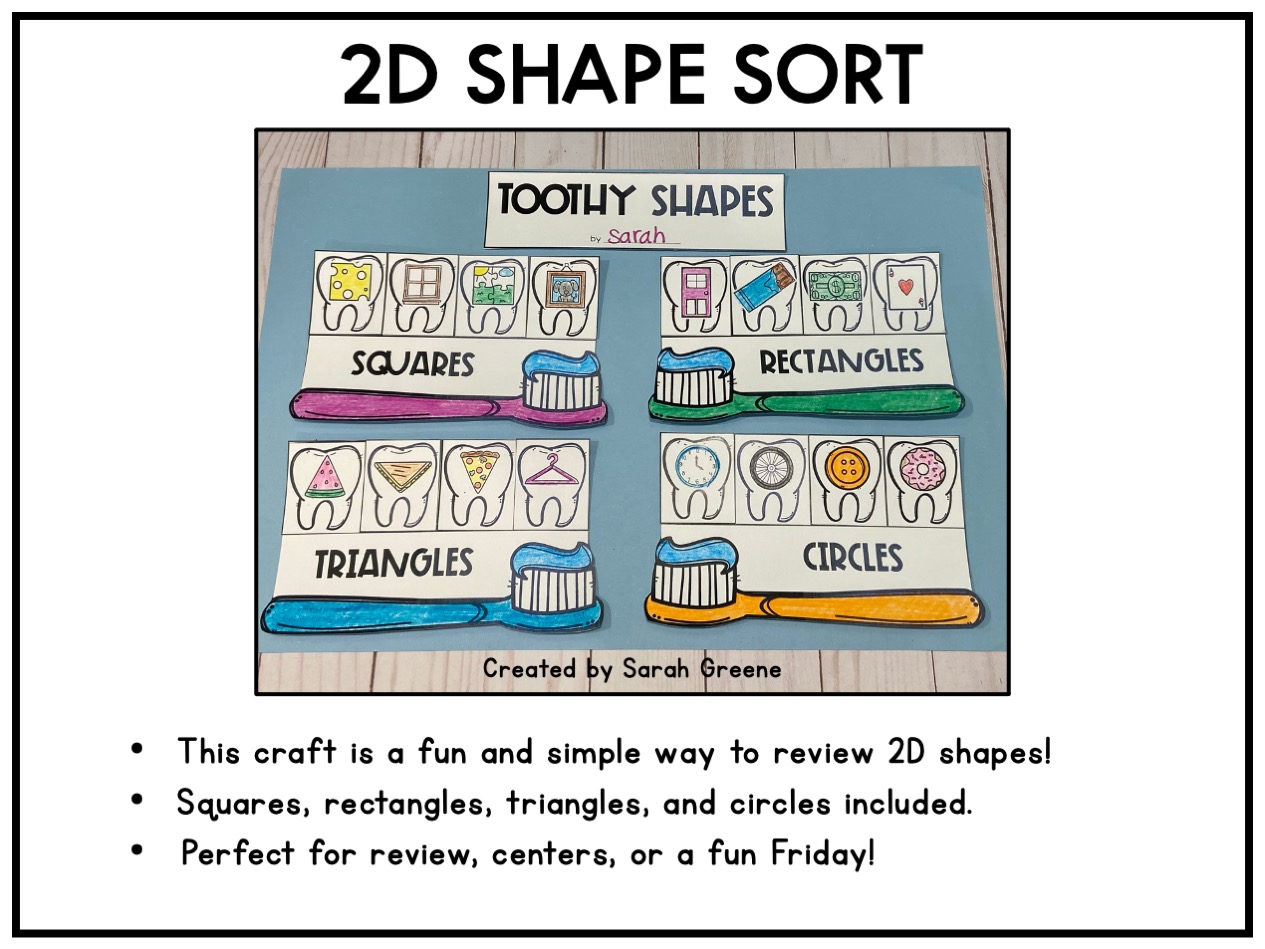 Teeth 2D Shape Sort Math Craft | Made By Teachers