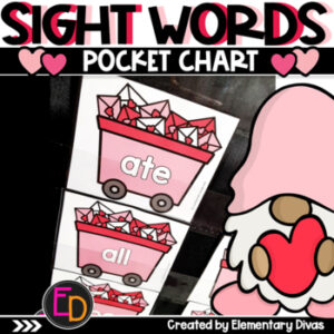 Valentine's Day Kindergarten Pocket Chart Sight Words | Made By Teachers