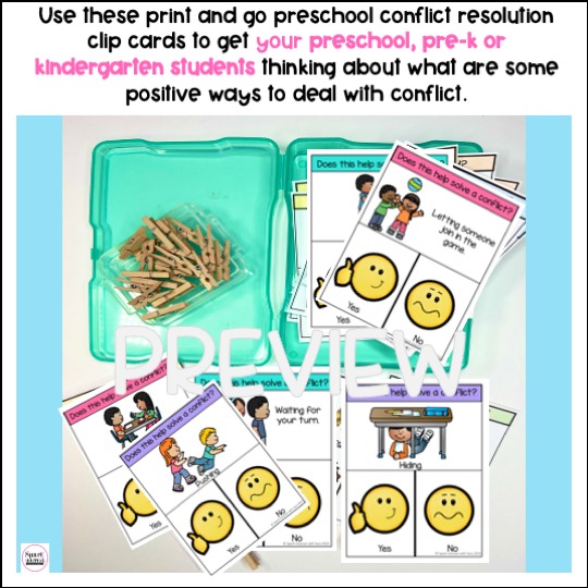 Preschool Conflict Resolution Clip Cards | Made By Teachers
